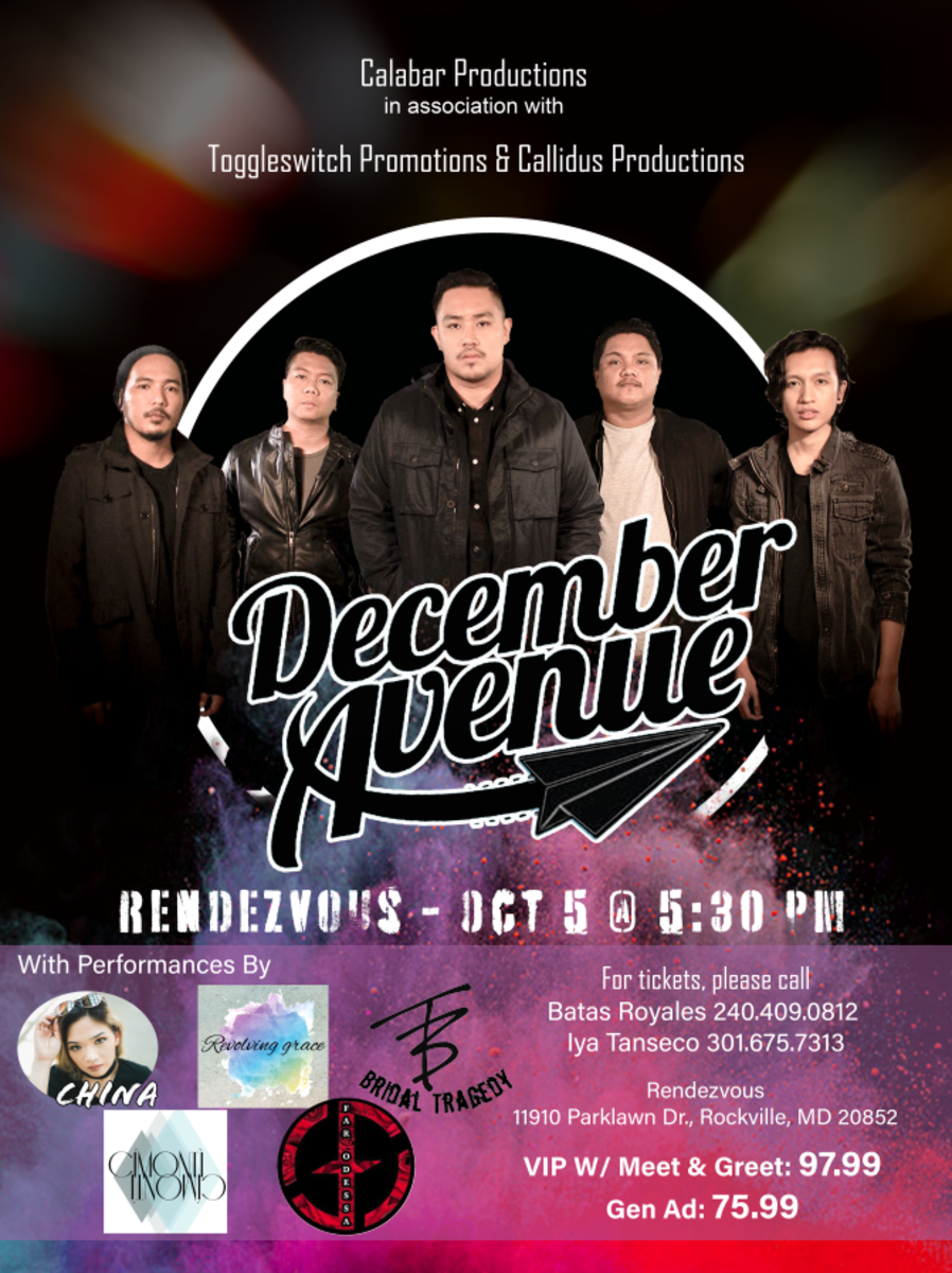 December Avenue LIVE in Maryland | October 05, 2019