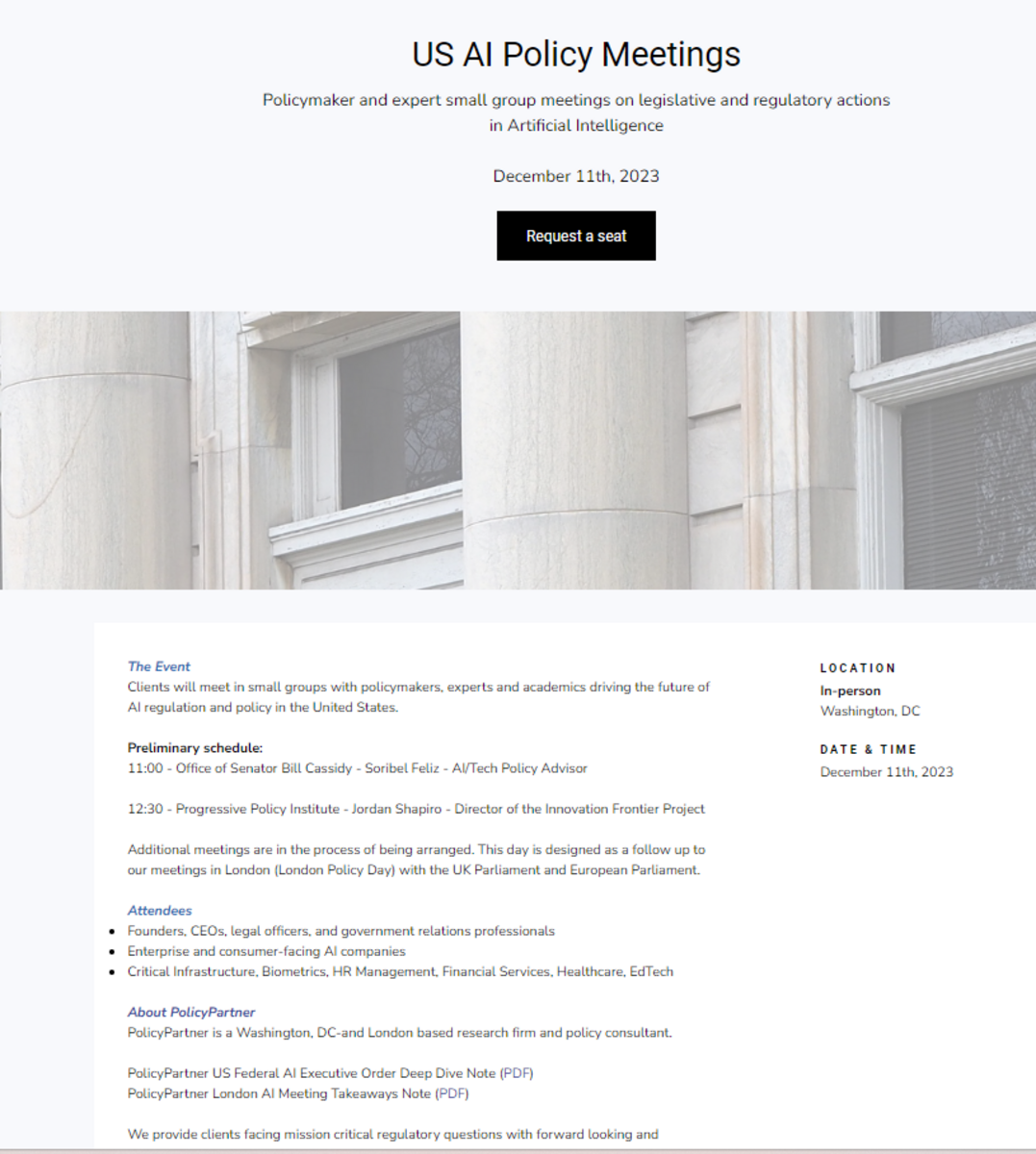 Washington AI Policy Day | December 11, 2023