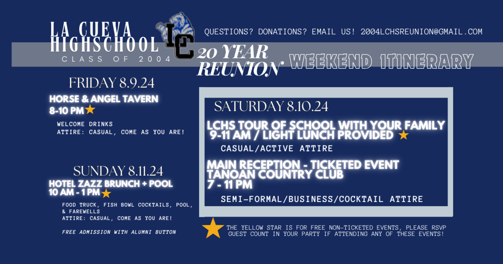 2004 LCHS 20 Year Reunion | August 10, 2024