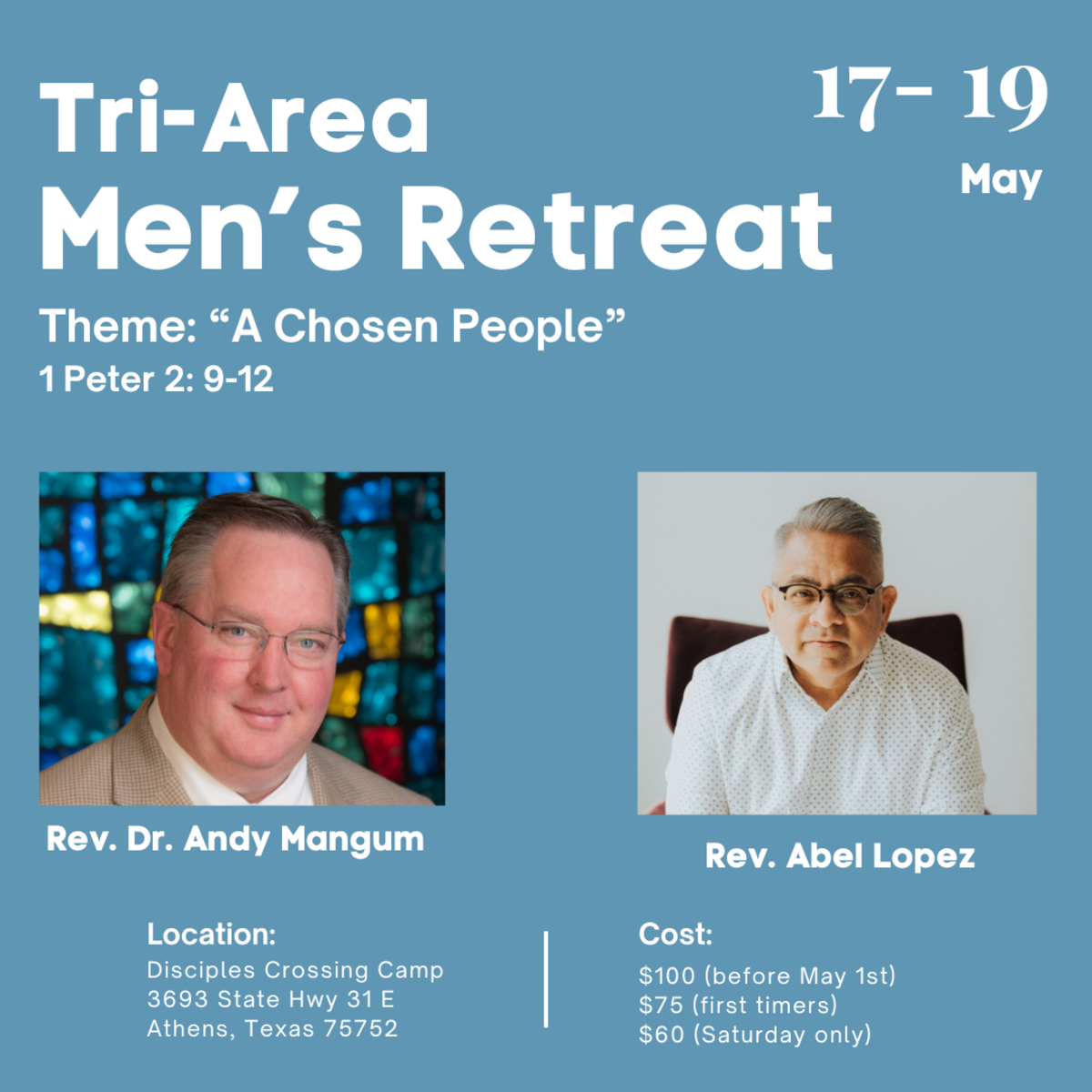 Tri-Area Men's Retreat 2024 | May 17, 2024 - May 19, 2024