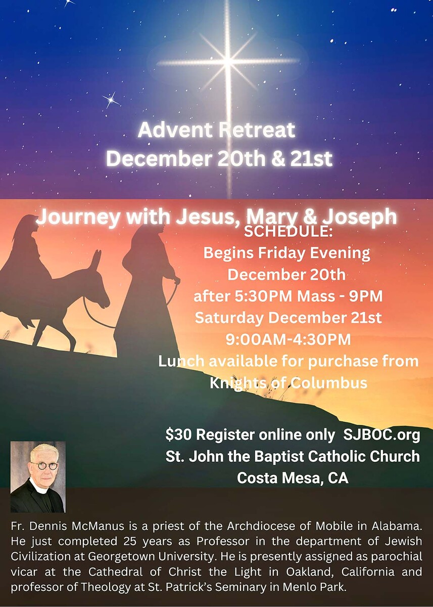 ADVENT RETREAT WITH FR. DENNIS MCMANUS | December 20, 2024 - December ...